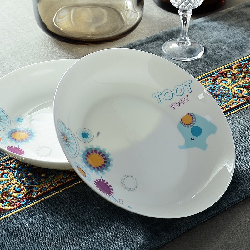 8 inch, bone china diner platen, leuke cartoon por... – Grandado