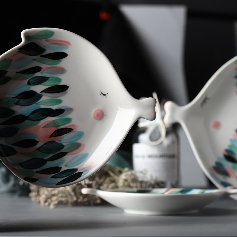 Fish Shape Ceramic Cup And Saucer Dinner Dessert P... – Grandado