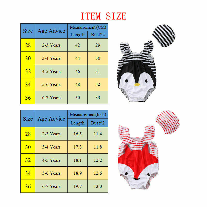 Lovely Kid Baby Girl 3D Fox/Penguin Swimwear Swims... – Grandado