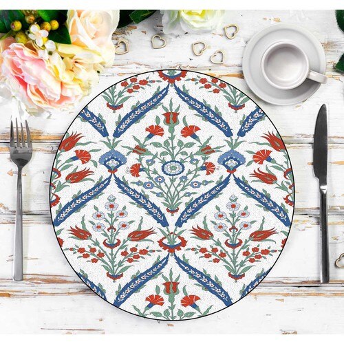Else Blue Red Tile Round American Service Plate Si... – Vicedeal