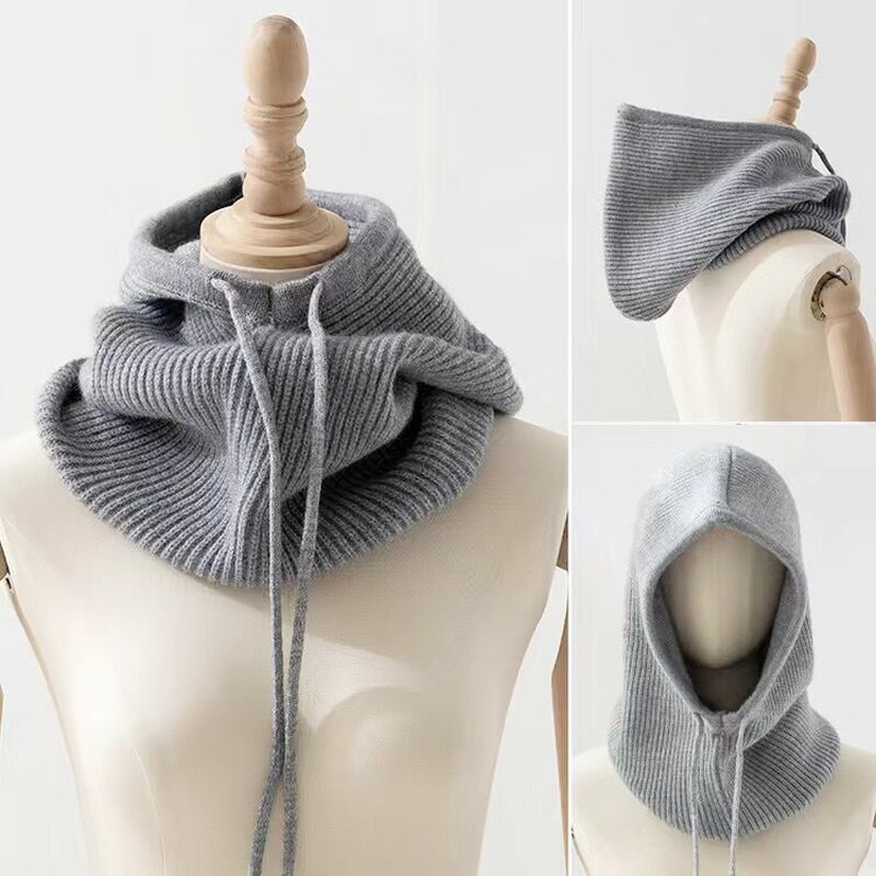2022 Unisex Knitted Head Hood Faux Cashmere Hooded... – Grandado