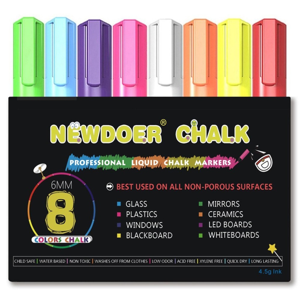 8 Color Liquid Chalk Markers - Bright Neon Liquid ... – Grandado