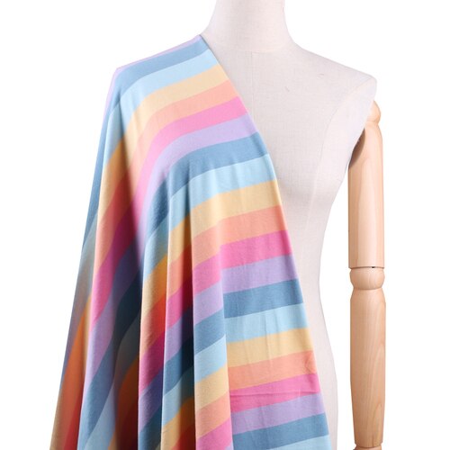 Thin rainbow striped fabric Elastic cotton Gradien... – Grandado