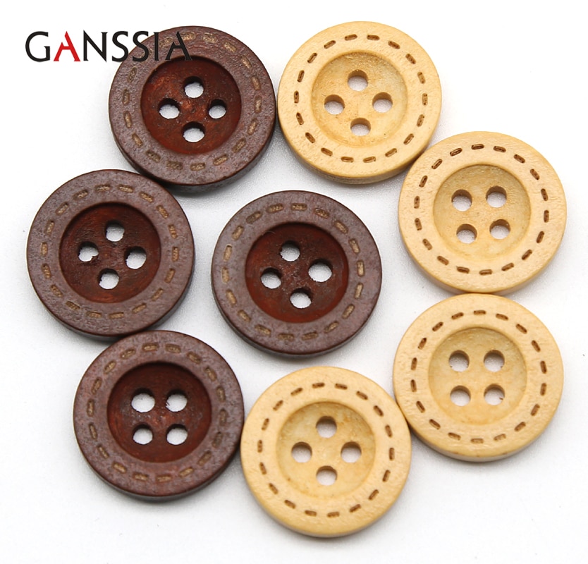 50pcs/lot Size: 12.5mm-20mm Natural Wooden Buttons... – Grandado