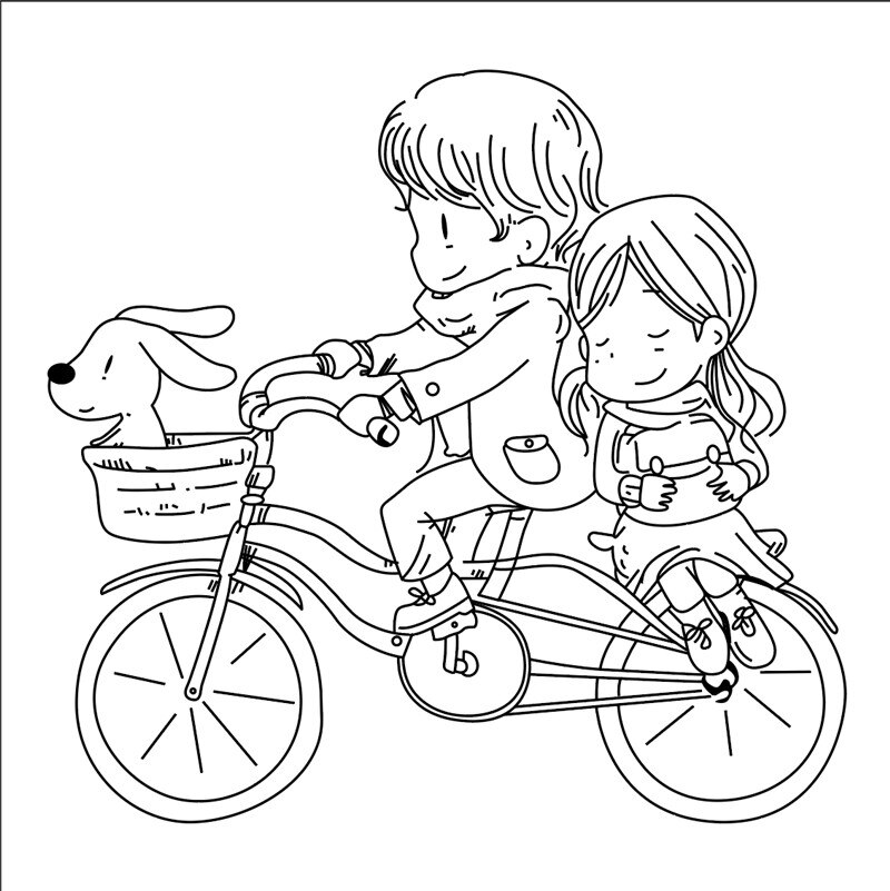 10x10 Boy with girl riding bicycle Transparent Cle... – Grandado