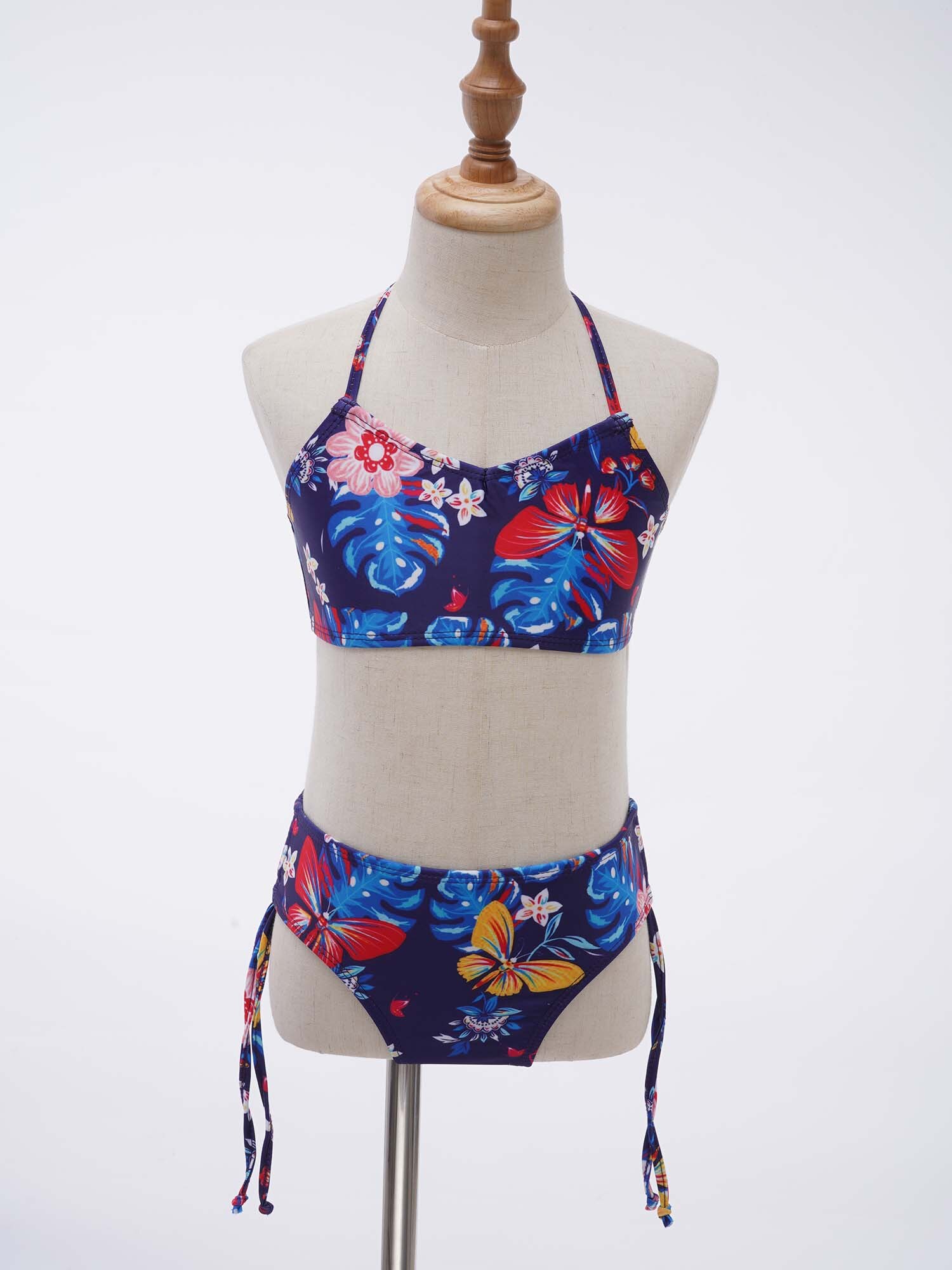 4-14 Years Kids Girls Floral Printed Bikini Set Sl... – Grandado