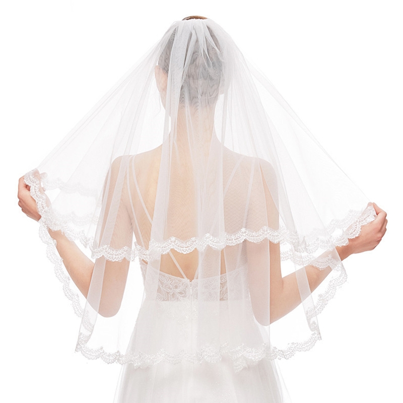 Wedding Bridal Veil with Comb Illusion Tulle Simpl... – Grandado