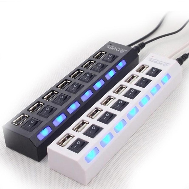 7 Ports usb hub LED USB High Speed 480 Mbps Adapte... – Vicedeal
