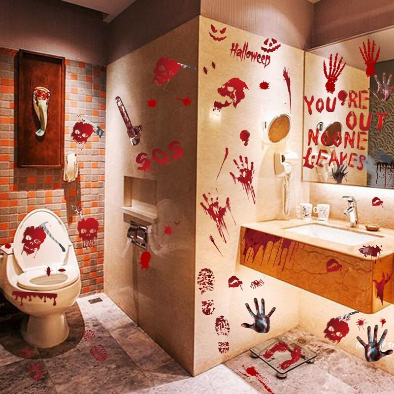 10 Models Bloody Halloween Decorations Window Stic... – Grandado