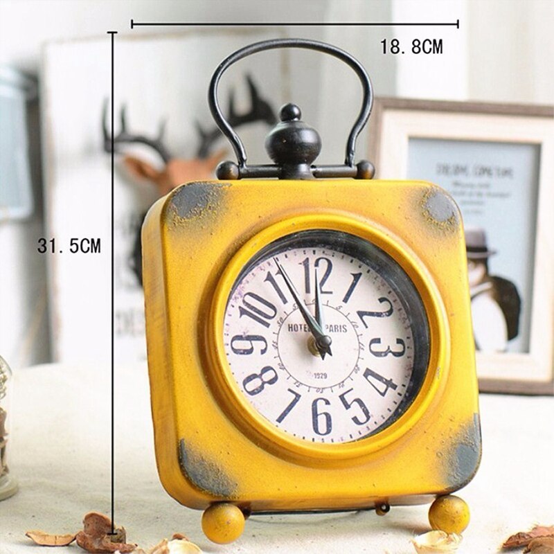 Vintage Clock, Desk Clock, Square Wrought Iron Clo... – Grandado