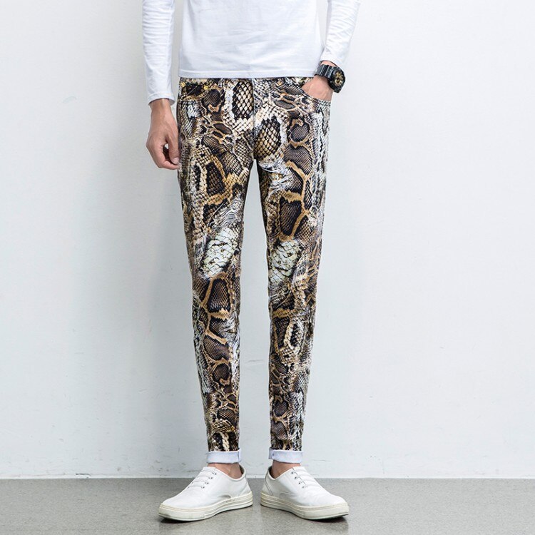 Euro Stil Mann Schlank Floral jeans Männer Gedruck... – Vicedeal