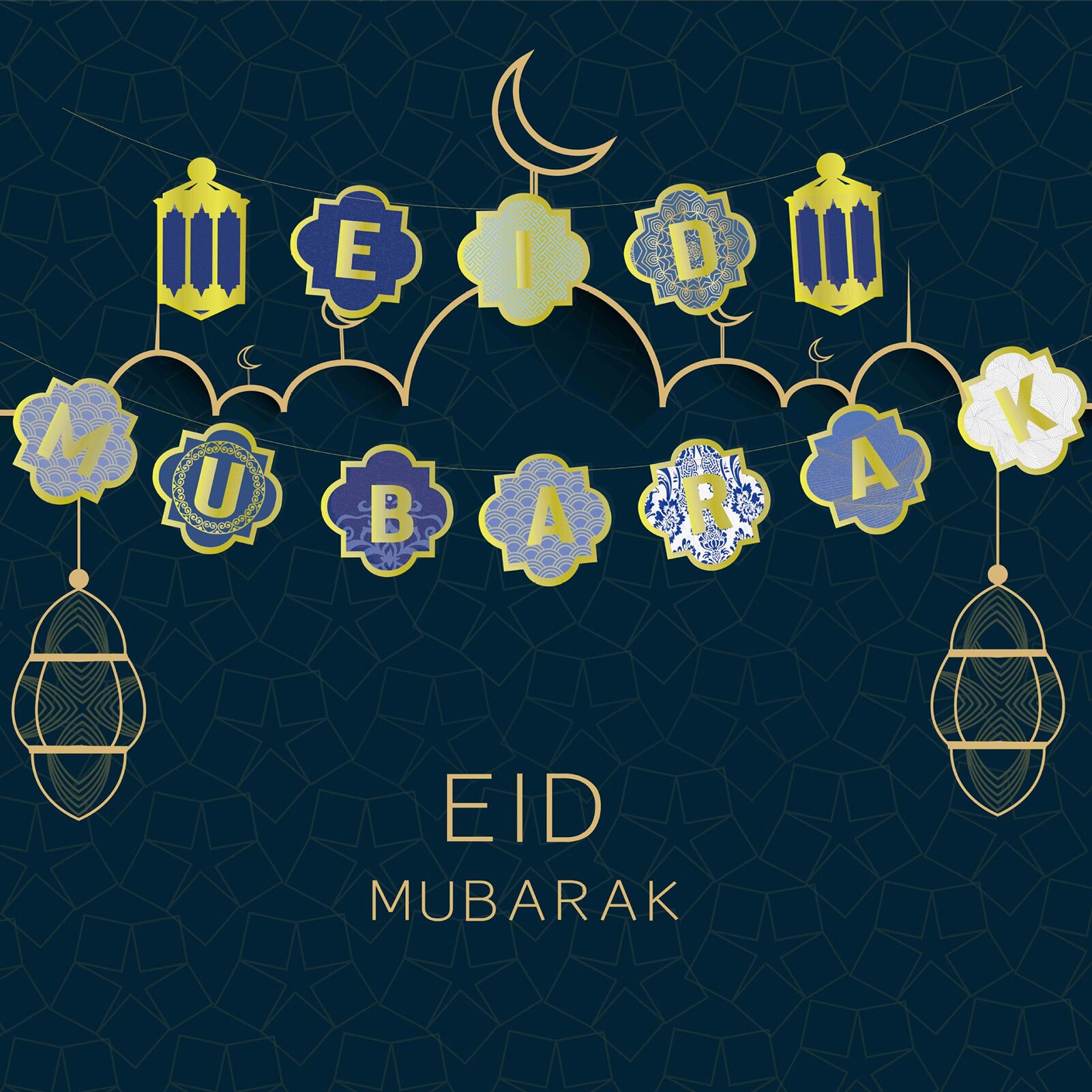 Eid Mubarak Letters Banner Paper Bunting Eid Mubar... – Grandado