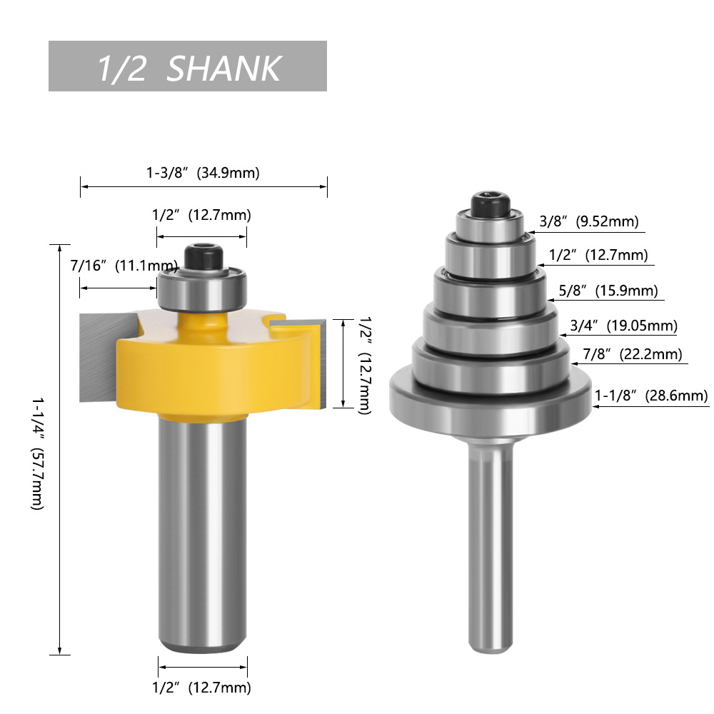 2PCS 8mm 12MM 12.7MM Shank Rabbet Router Bit with ... – Grandado