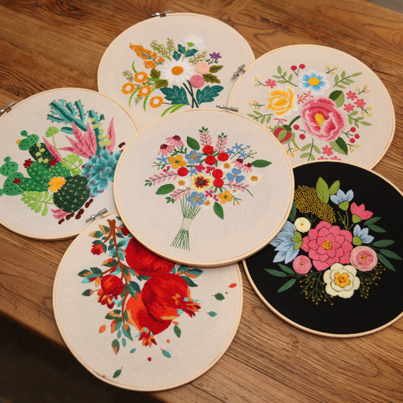 DIY Embroidery Kit with Bamboo Hoop for Beginner N... – Grandado