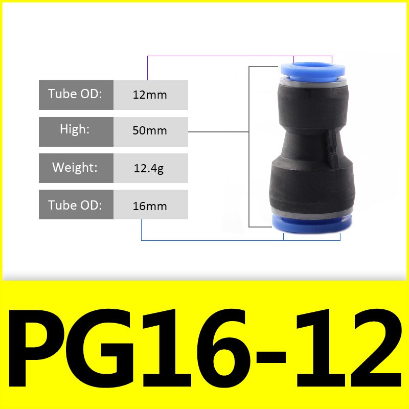 1PCS PU PG Blue Pneumatic Fitting Pipe Connector T... – Grandado