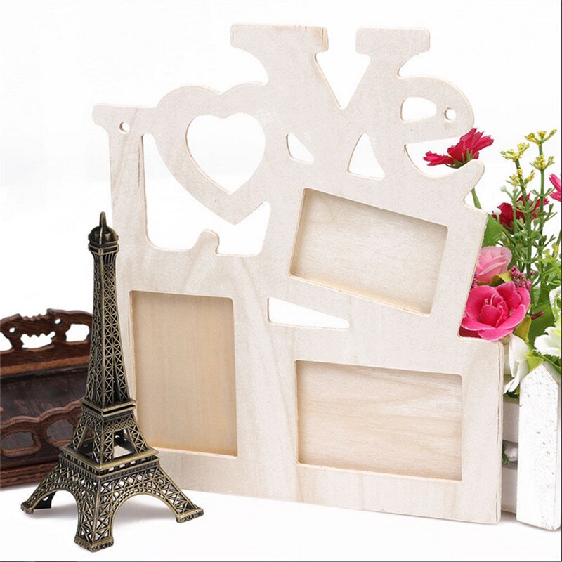 3 in 1 White Hollow Love Wooden Photo Frame Home F... – Grandado