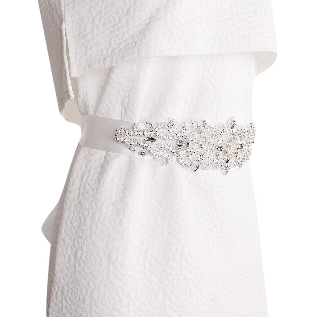 Bridal Wedding Dress White Bling Rhinestone Crysta... – Grandado