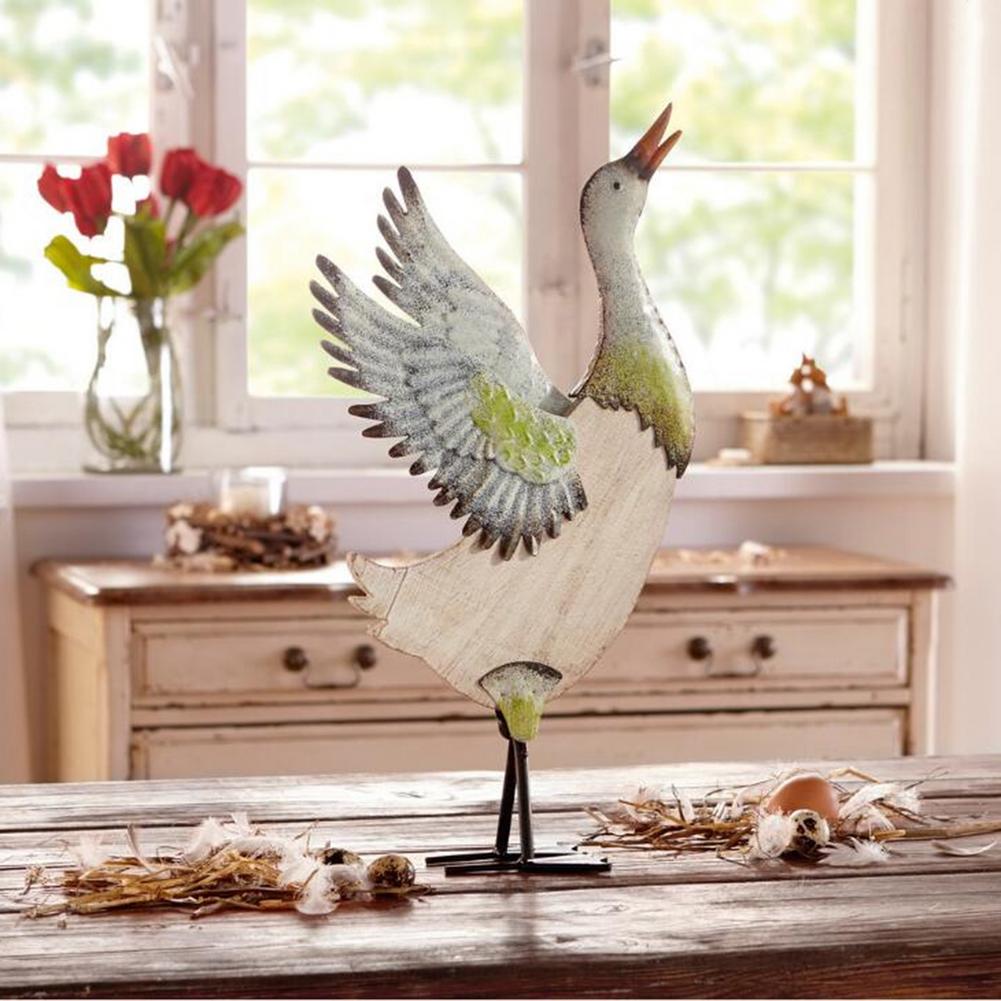 Outdoor Garden Metal Wooden Duck Garden Statue Col... – Grandado