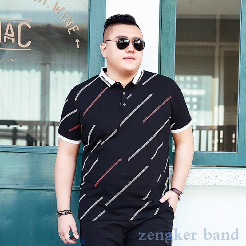 Large size short-sleeved lapel shirt male fat guy ... – Grandado