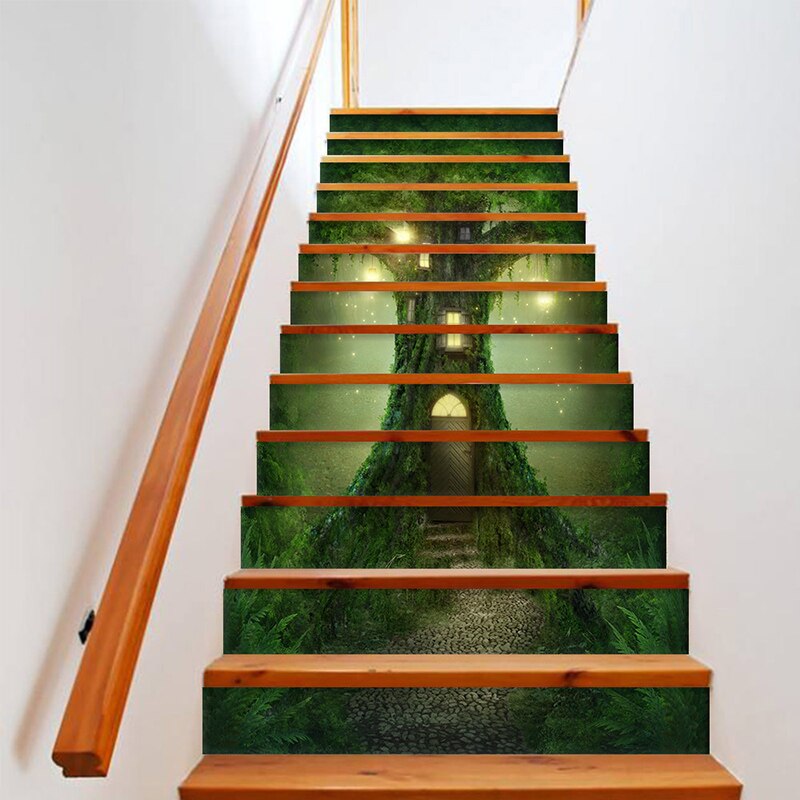 PVC wallpaper Tree hole tree house landscape simpl... – Grandado