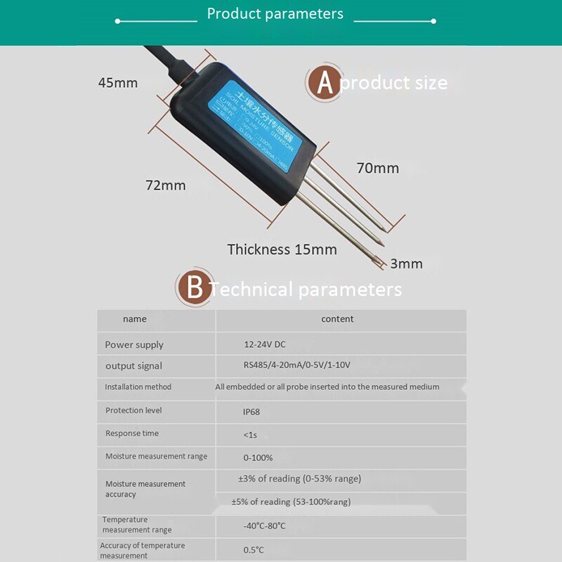 Soil Moisture Sensor Humidity Temperature Electric... – Grandado
