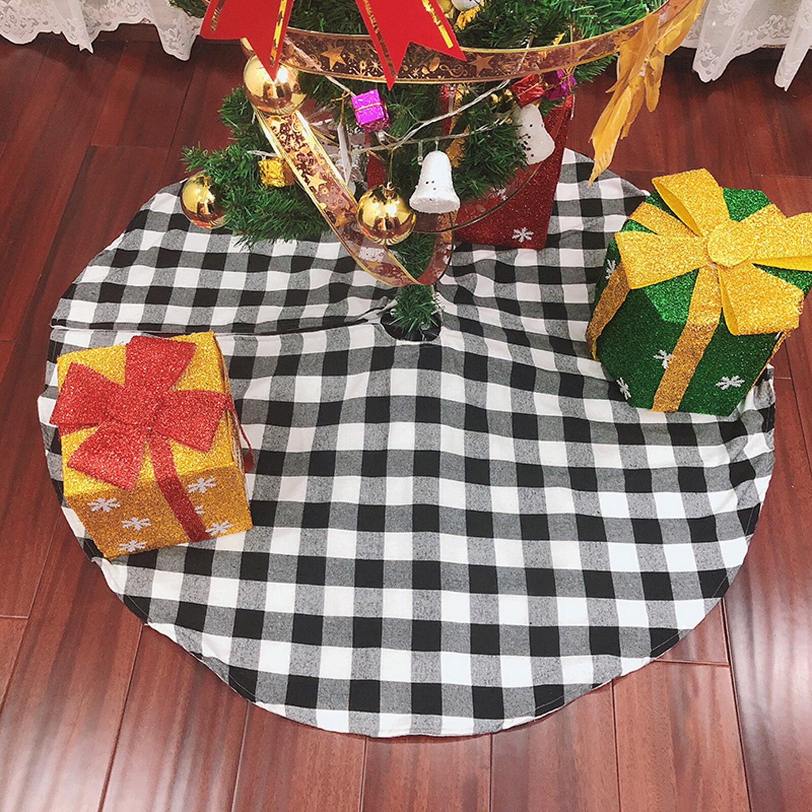 Plaid Cotton Tree Skirts 36 Inches Xmas Checked Tr... – Grandado