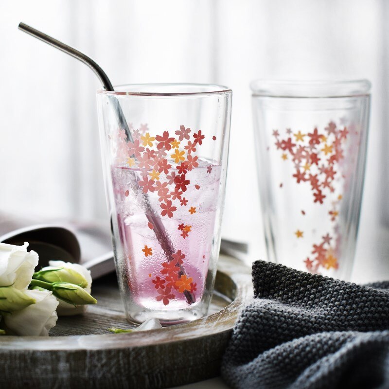 Cherry Blossom Double Layer Glass Personality Tran... – Vicedeal