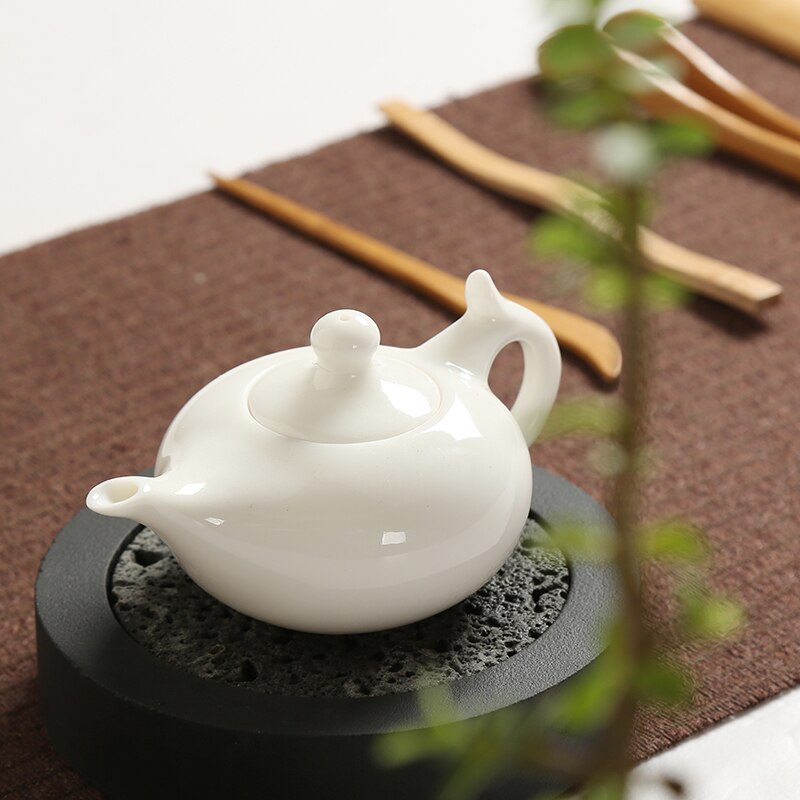 White Porcelain Teapot Dehua Lamb Fat Jade Porcela... – Grandado