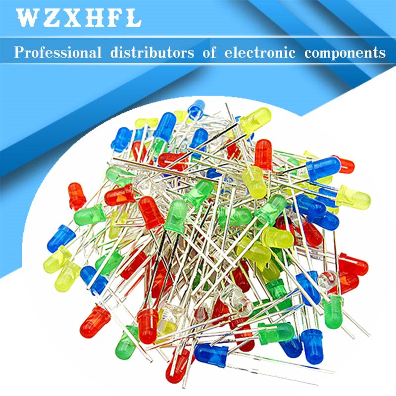 100 Stks/partij 5 Kleuren F3 3Mm Ronde Led Assorti... – Vicedeal