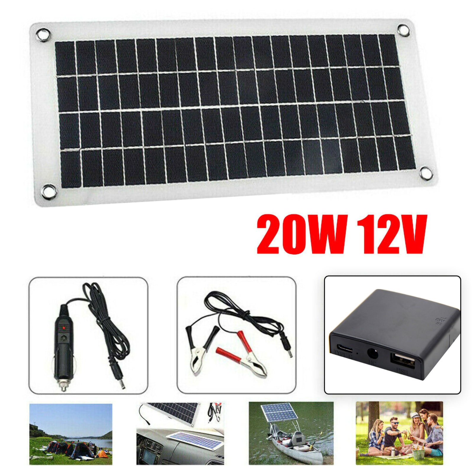 20W Solar Panel Kit Outdoor Portable Battery Power... – Vicedeal