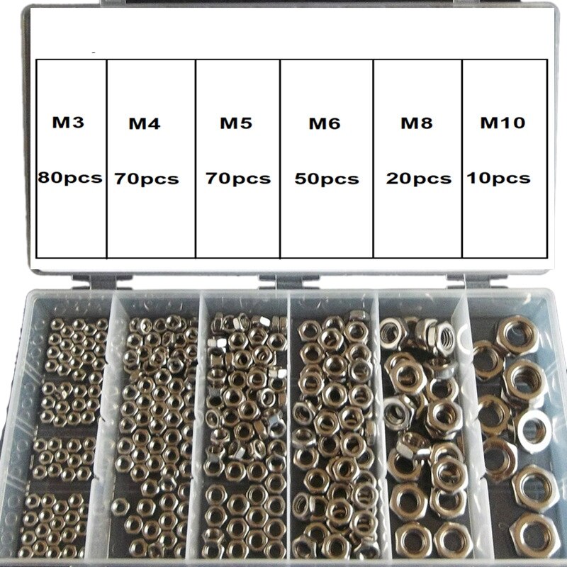 300PCS M3 M4 M5 M6 M8 M10 Stainless Steel Hex Nut – Grandado