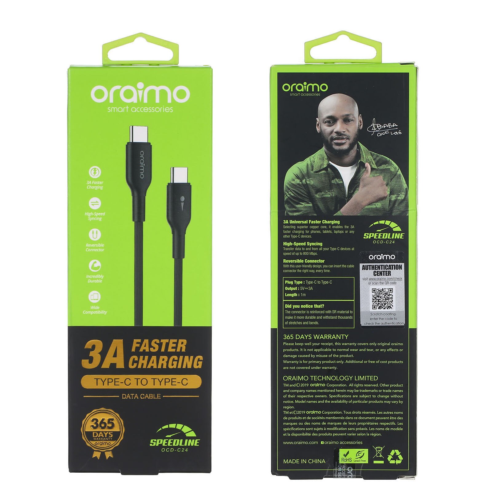 Oraimo SpeedLine OCD-C24 5V3A Type-C to Type-C Dat... – Vicedeal