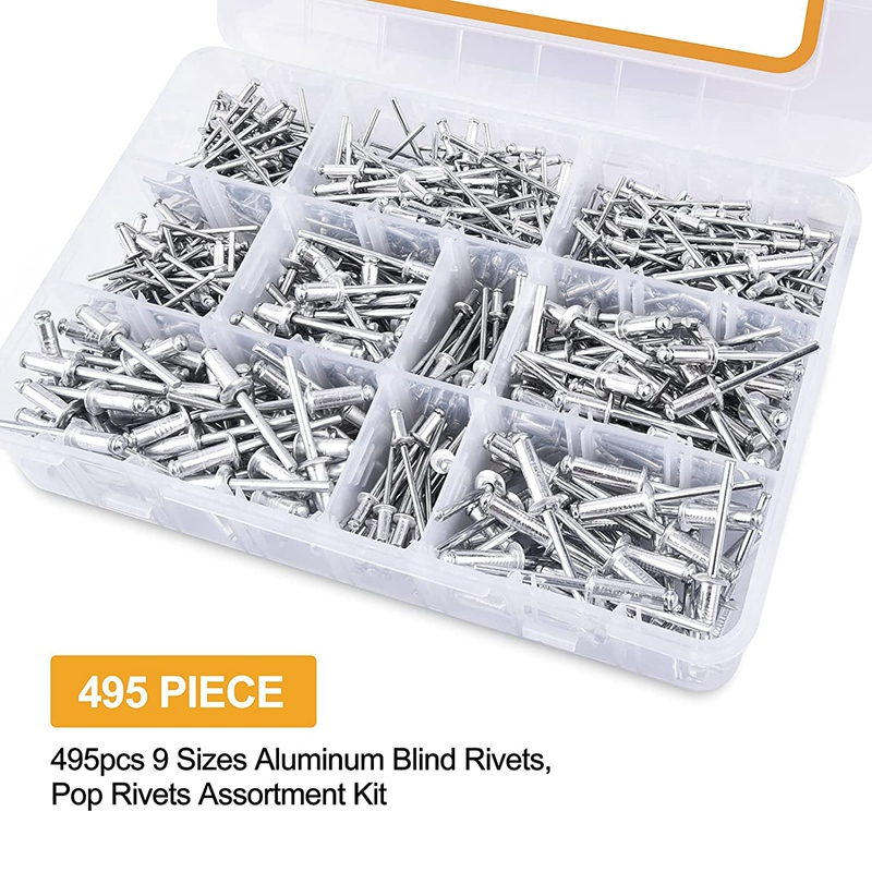 495Pcs Aluminum Rivet Assortment Kit, Rivets Blind... – Grandado