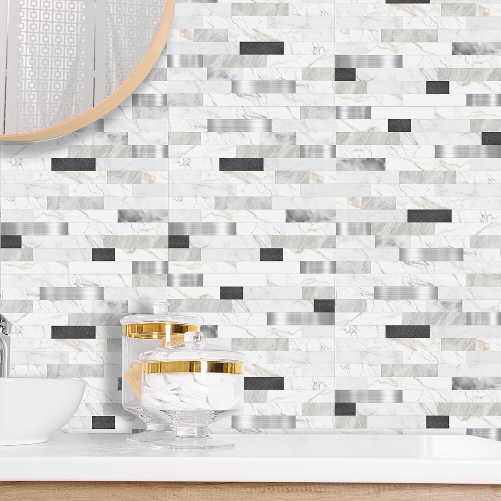 Funlife® Metal Marble Mosaic Tile Sticker Easy to ... – Grandado