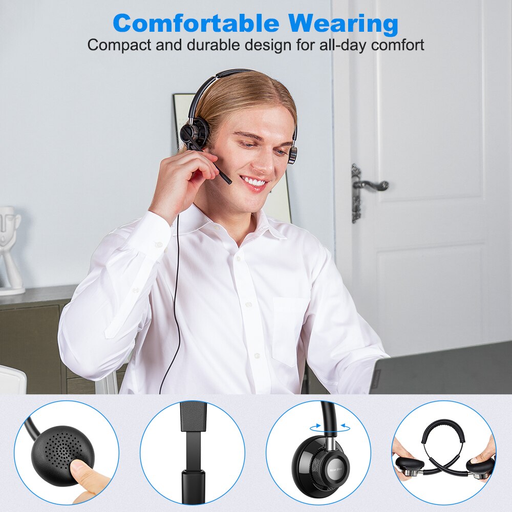 Bee USB Headset with Rotatable Microphone for PC 3... – Vicedeal