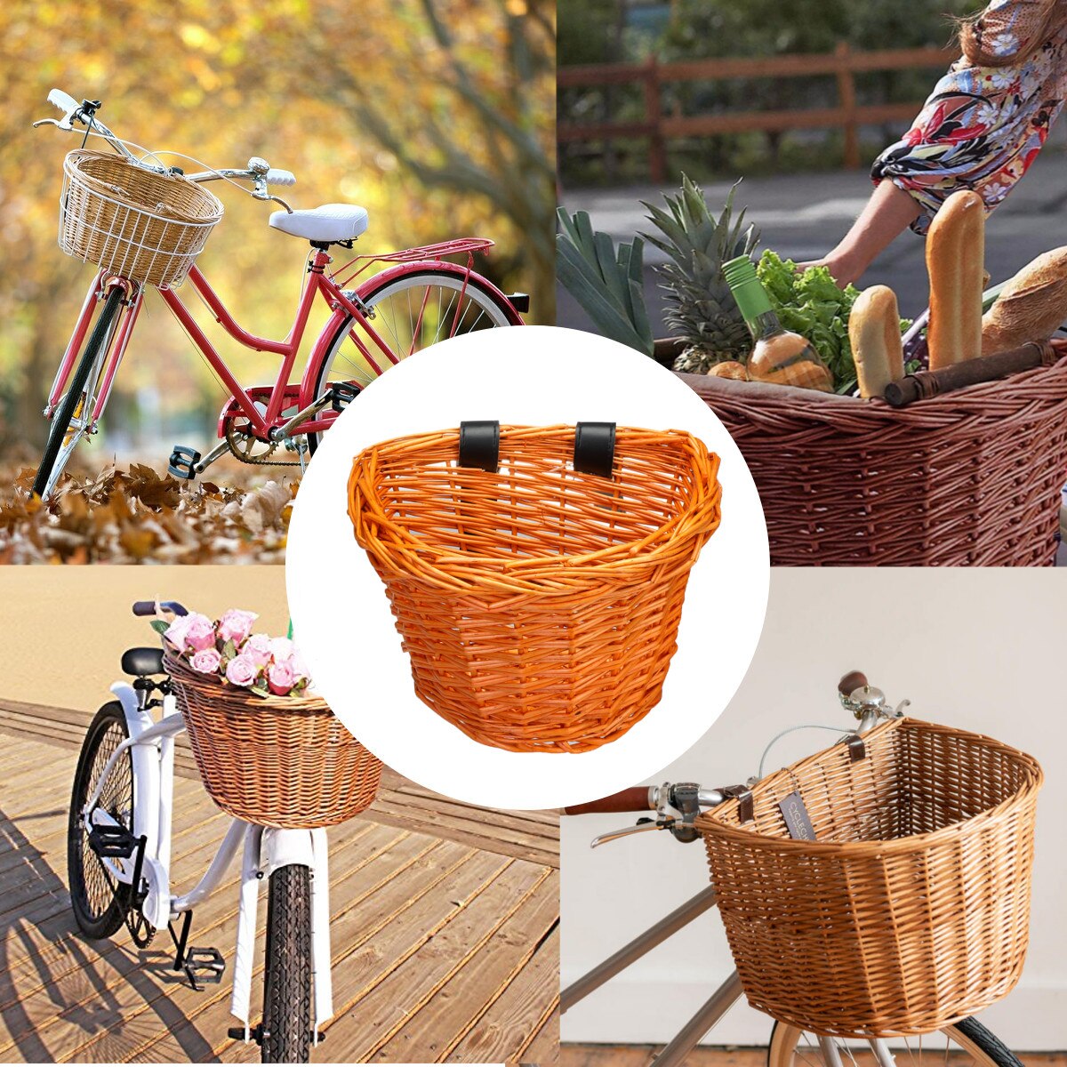 Vintage Rotan Fiets Rieten D-Vormige Bike Front Ma... – Grandado