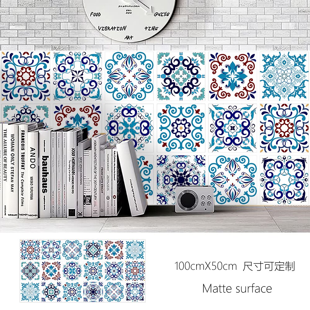Mediterranean Style Matte Tiles Sticker Kitchen Wa... – Vicedeal