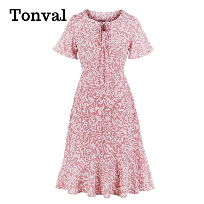 Tonval Botanische Print Elegante Fishtail Zoom Par... – Grandado