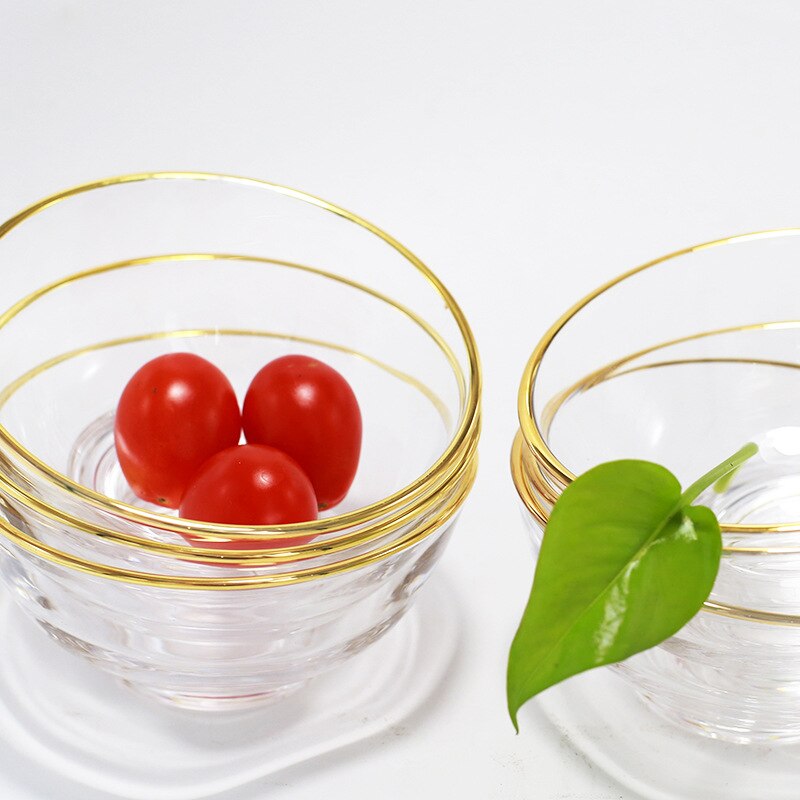 Transparent Gold Edge Mini Bowls Glass Bowls for K... – Grandado