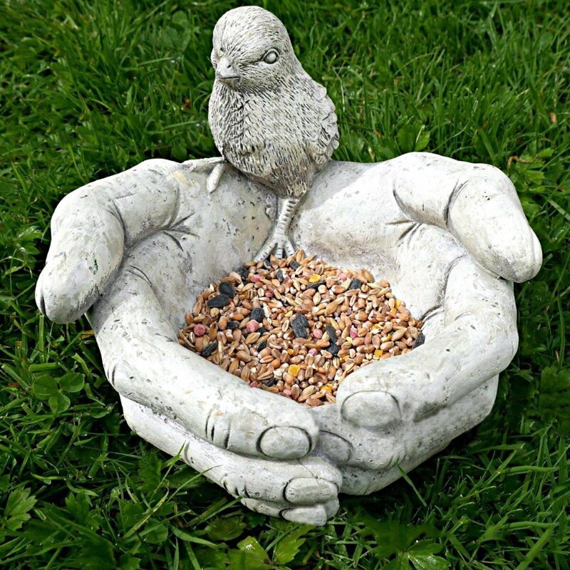 Hand Shaped Bird Feeder Resin Garden Statue Sculpt... – Vicedeal