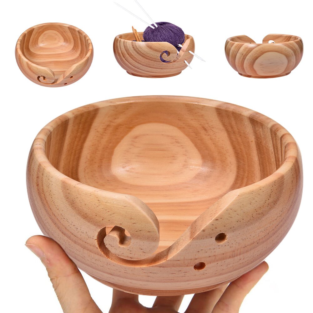 Wooden Yarn Bowl Handmade Woven Round Bowl For Kni... – Grandado
