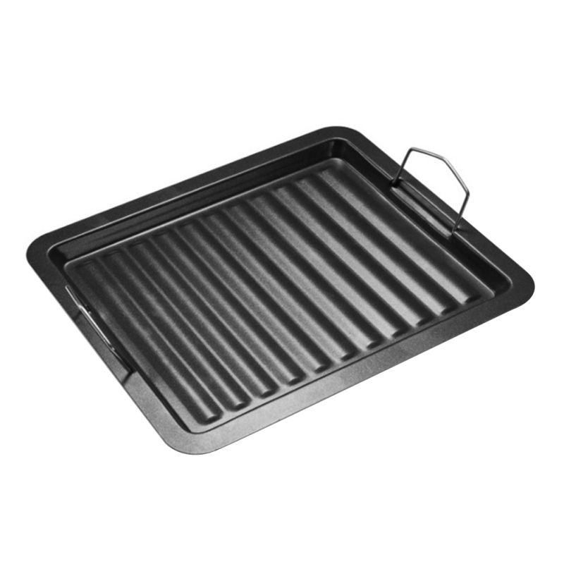 Black Barbecue Frying Grill Pan Rectangle Non-Stic... – Grandado