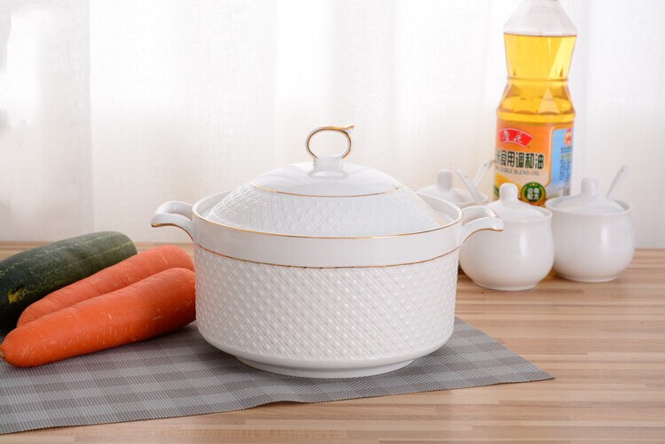 Ceramic Soup Pot Nordic Phnom Penh Pure Color Roun... – Grandado