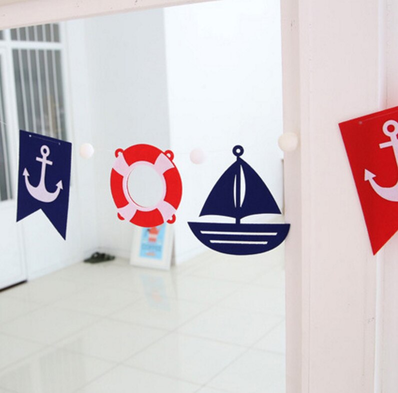 1set Nautical Banner Anchors Steering Wheels Sailb... – Grandado