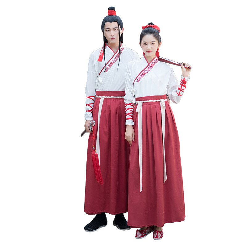 Hanfu Women Men Red Embroidery Dance Costumes Chin... – Grandado