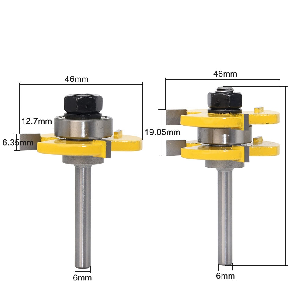 2 pc 6mm Shank Tongue & Groove Joint Assembly Rout... – Grandado