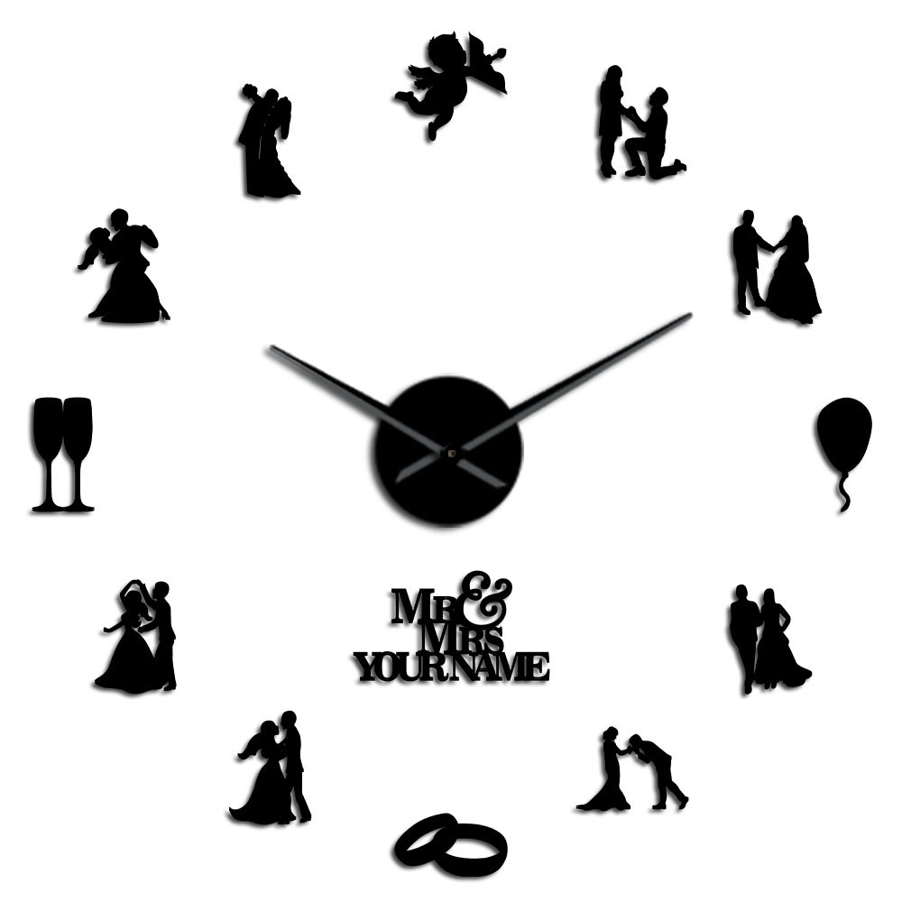 Valentine Couple Engaged DIY Wall Clock Wedding Ro... – Grandado