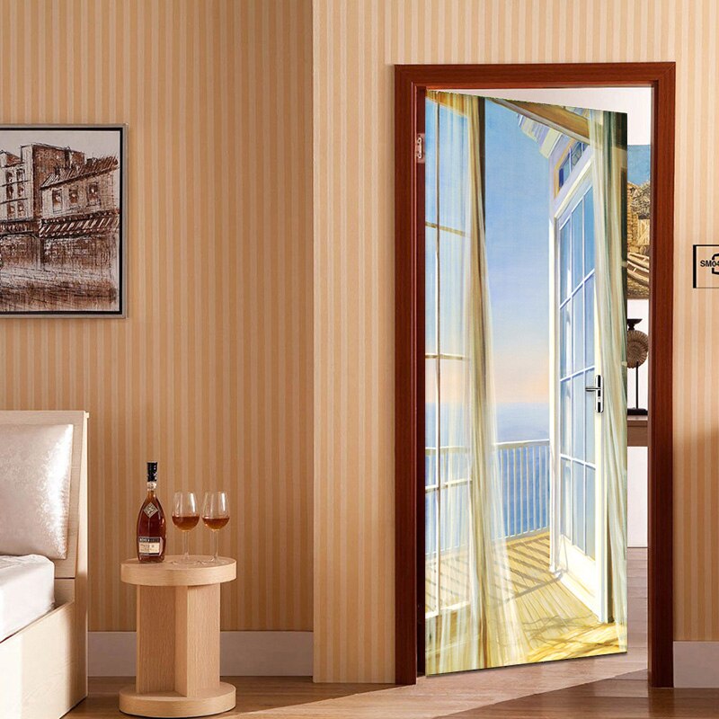 2 Pieces 3D Door Wall Stickers Modern Balcony Spac... – Grandado