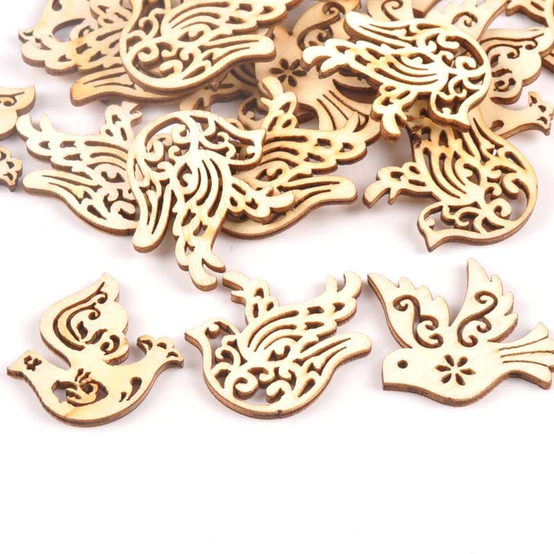 25pcs mixture Wooden Crafts creativity pigeon Patt... – Grandado