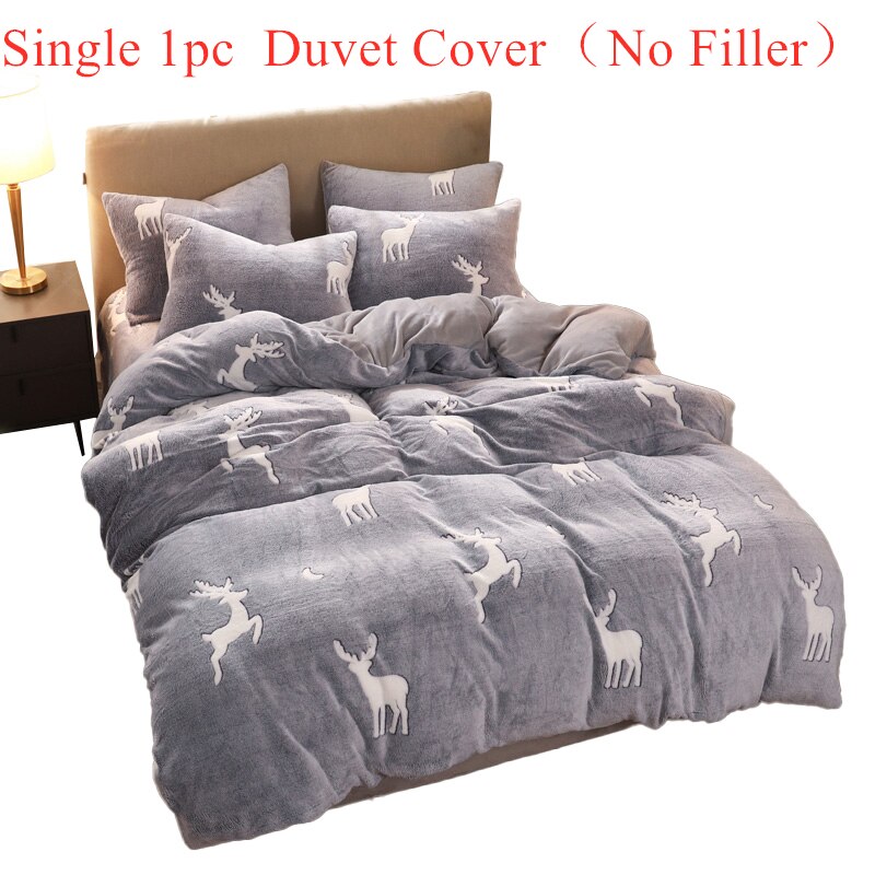 1PC Milk coral Velvet Solid Color Duvet Cover Gray... – Grandado